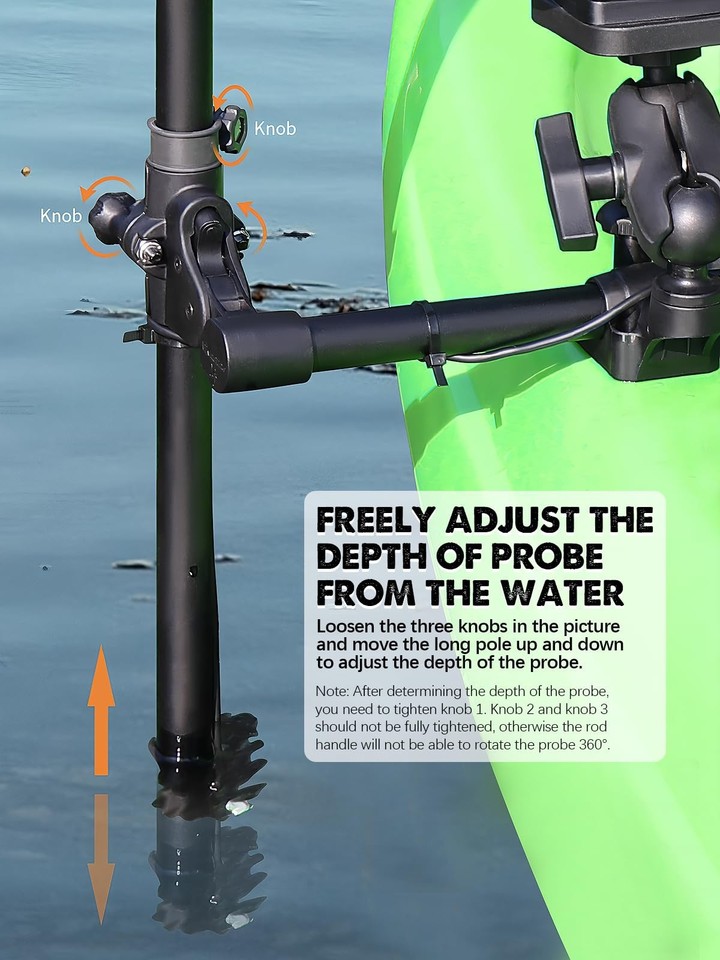 Livescope Pole Mount for Kayak/Boat, Universal 360° Adjustable Rotating ...