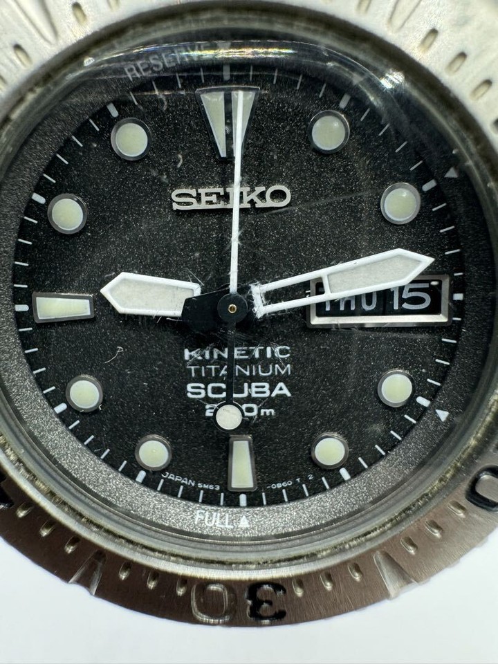 Seiko Kinetic 5M63-0B40 Analog Automatic Men Watch Titanium Scjba 200M ...