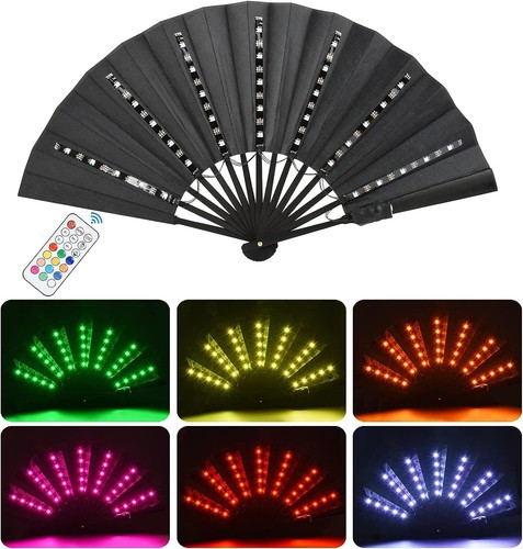 LED Rave Fan Chinese Folding Fan Glowing Light Up for Birthday Party ...
