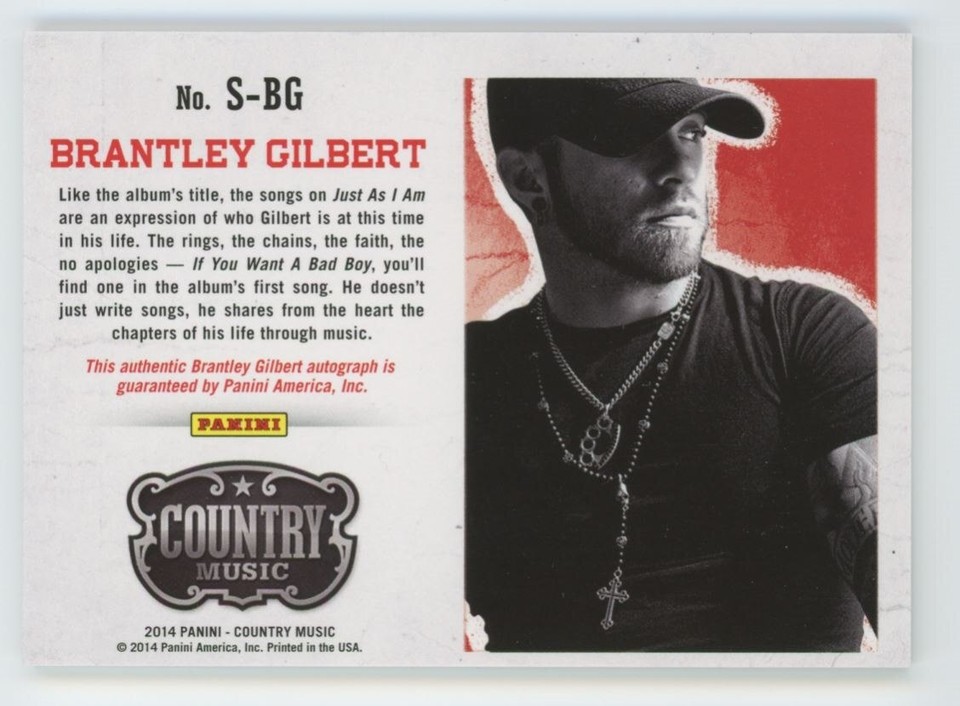 2014 Panini Country Music Signatures Silver Auto #S-BG Brantley Gilbert ...