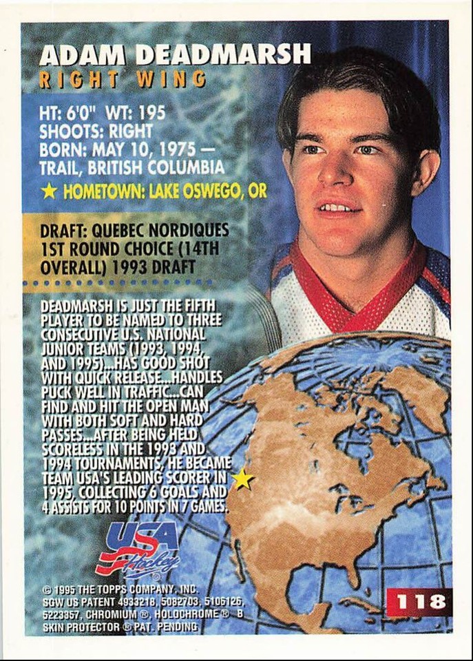 1994-95 Finest Adam Deadmarsh USA #118 | eBay