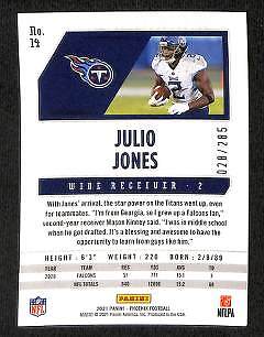 2021 Panini Phoenix Julio Jones #14 Red Lazer /285 Parallel Football ...
