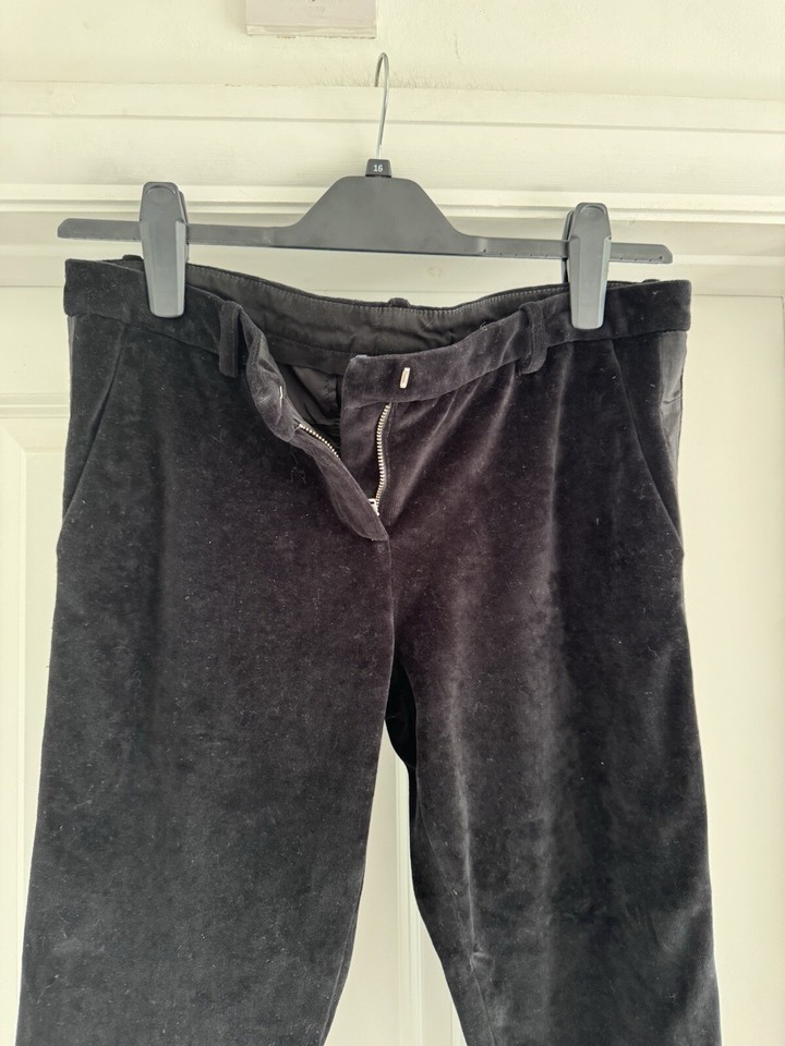 Circolo 1901 Black Velvet High Waisted Straight Leg Tailored Tapered ...