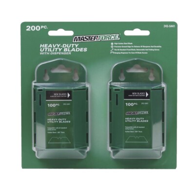 Masterforce Heavy-Duty Utility Knife Blades (2X 100-Packs = 200) Made ...