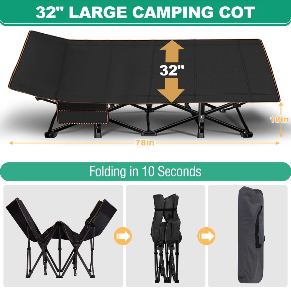 NAIZEA Adults Oversized / Standard Size Folding Sleeping Cot Bed ...