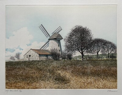 Paul Bisson (b. 1938): 'High Ham Mill', hand coloured limited edition ...