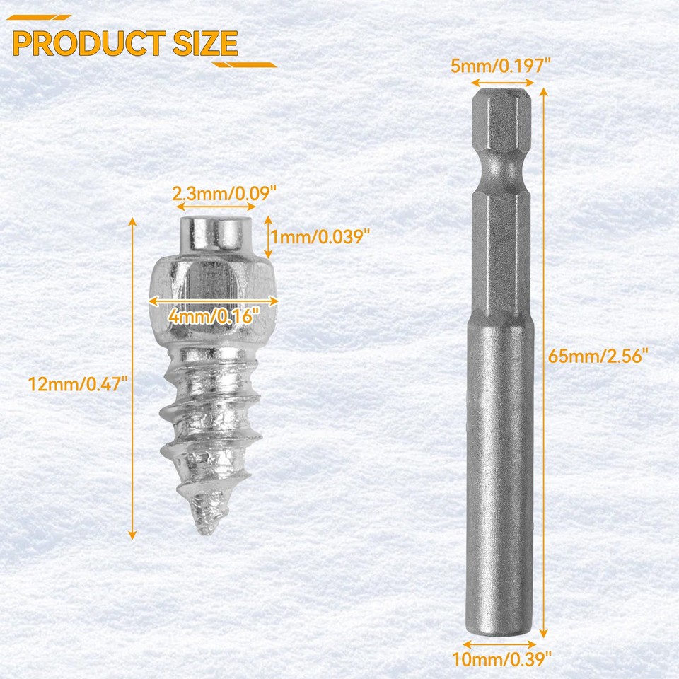 FOR ATV Motorcycle Racing Tire Ice Snow Screws Tire Stud 12mm 100Pcs ...