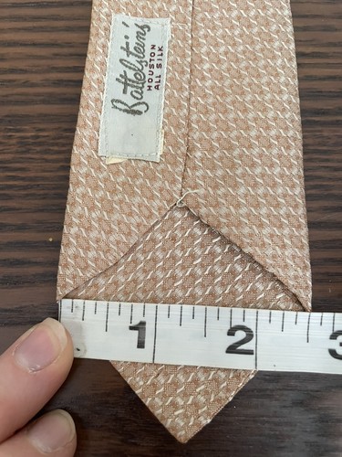 Vintage Battelstein’s Men’s 100% Silk Tan And Brown Print Skinny Tie ...