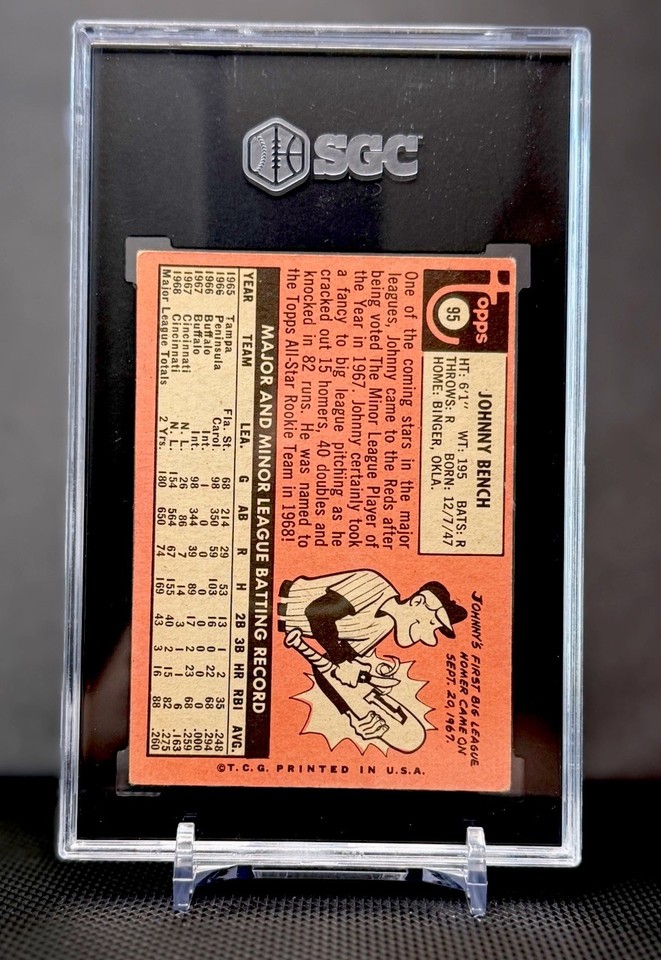1969 TOPPS JOHNNY BENCH #95 SGC 4 VG EX CINCINNATI REDS | eBay