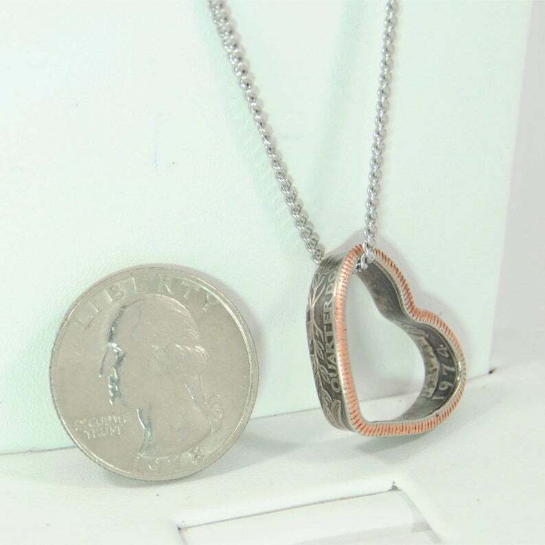 Coin Heart Necklace, Sealed US Quarter Jewelry, Great Gift Idea ...