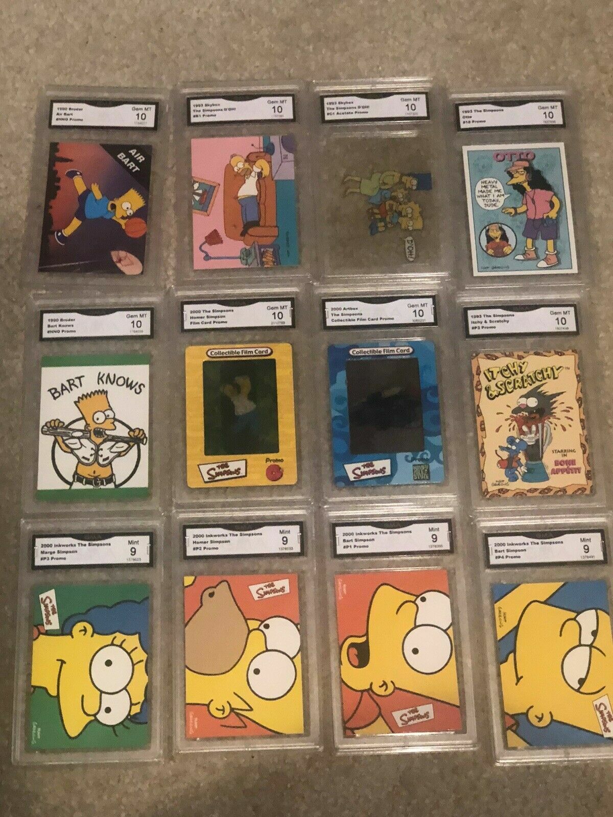 12 Simpsons Promo Sample Card Lot Graded GMA 9 Mint, 10 Gem Mt | eBay