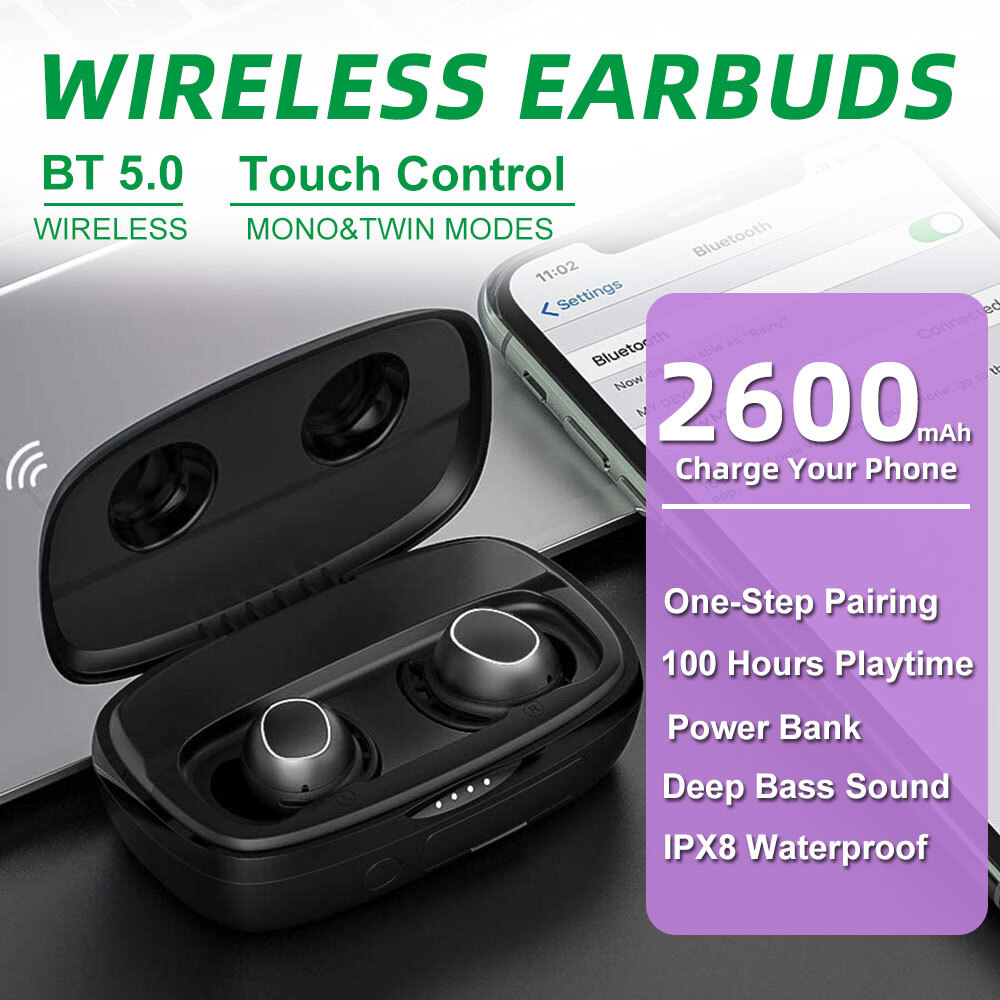 Wireless Bluetooth Earphones Headphones For Earpods iOS Android Earbuds ...