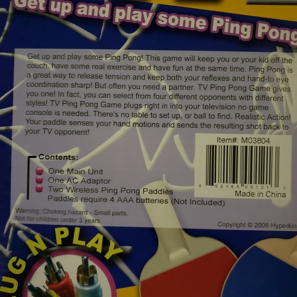 Vintage SDW Games TV Virtual Ping Pong Plug & Play Console + 2 Paddles ...