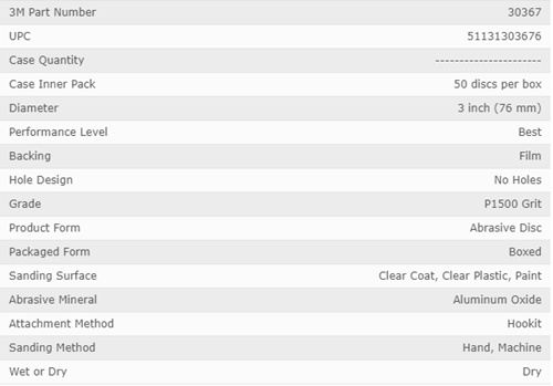 For 3M 30367 260L Hookit Purple Finishing Film Disc 3 inch P1500 Grit ...