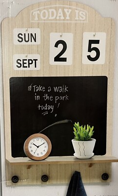 Chalkboard Calendar Wall Decor Display Shelf W/4 Hooks LARGE Wall ...