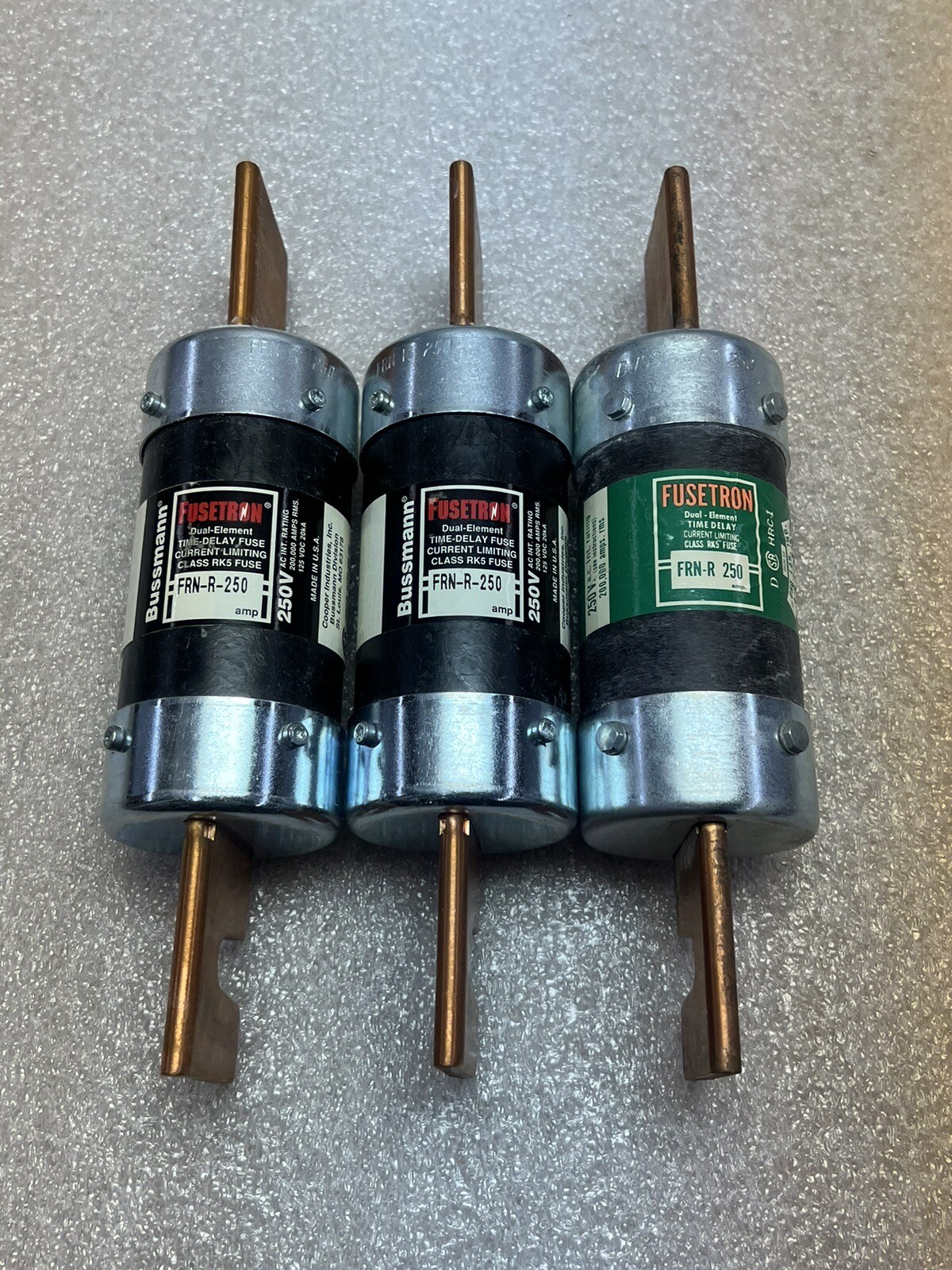 Cooper Bussmann FRN-R-250 FuseTRON Class RK5 Dual-Element Fuse Lot Of 3 ...