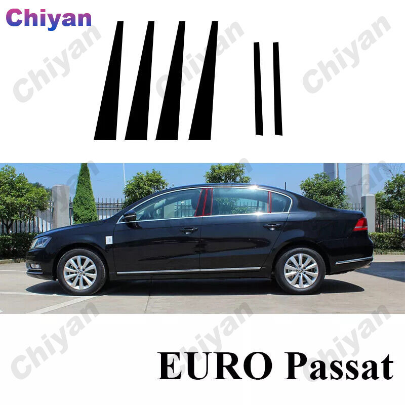 6X Car Door BC Piano Black Pillar Post Cover Sticker For Passat Euro B6 ...