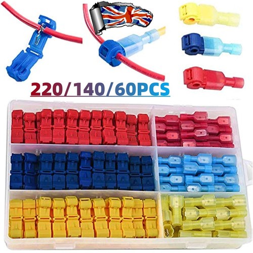 220PCS Quick Splice Lock T Tap Wire Crimp Cable Terminals Connectors ...