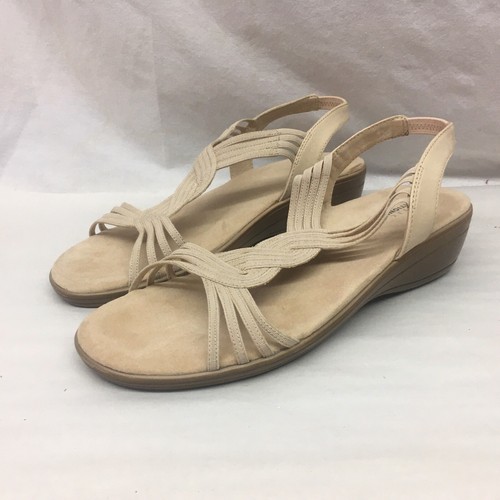 Basic Editions Women's Haddie Beige Wedge Heel Sandal Shoes 10M #50389 | eBay