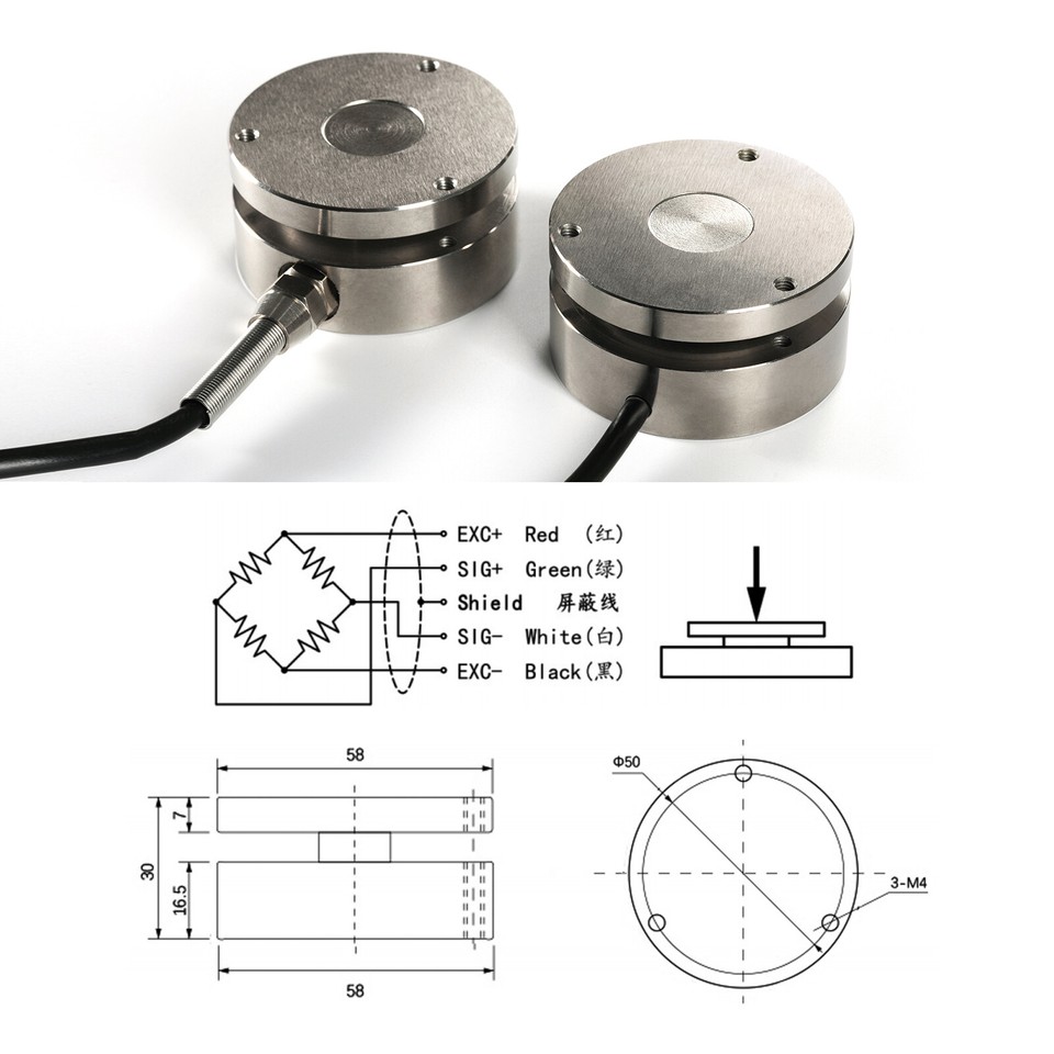 Load Cell Sensor + Indicator Display Test Compression Force Weight ...