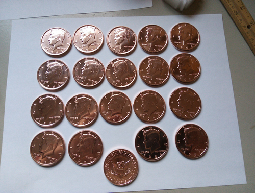 Lot of 20 - 1 oz Copper Rounds - 1964 Kennedy Half Dollar Style ,With ...