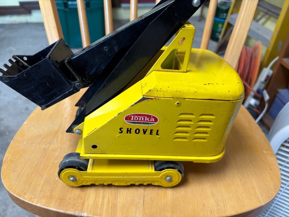 Tonka Pressed Steel "Steam Shovel"; yellow, great label and color ...