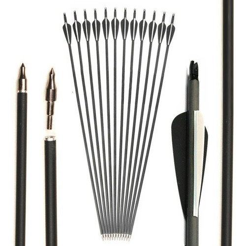 12Pcs 30 Inch Archery Carbon Arrow Spine 500 OD 7.8mm for Compound ...