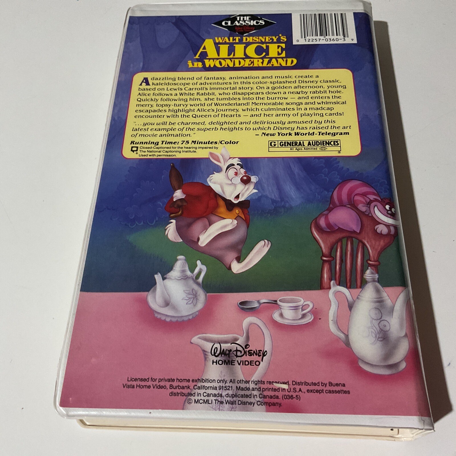 WALT DISNEYS ALICE IN WONDERLAND BLACK DIAMOND VHS TAPE CLAM SHELL | eBay