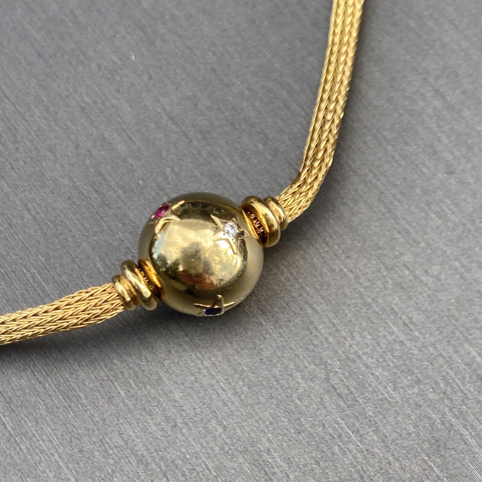 Vintage Diamond Necklace Celestial Ruby Sapphire Star Estate Jewelry ...