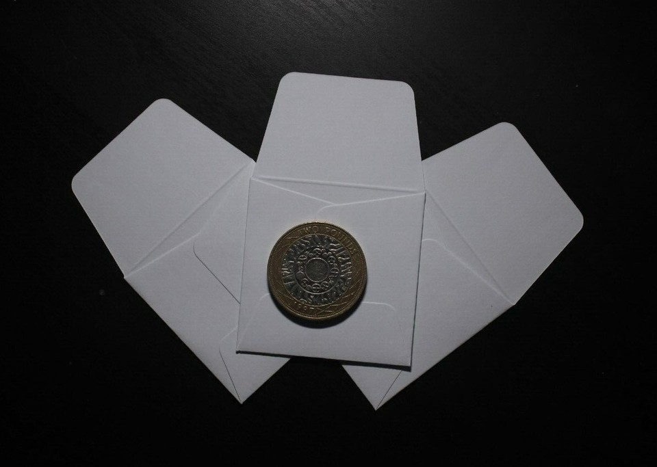 Paper Coin Envelopes - PH Neutral 50p, £1, £2, £5 Coins - White Size ...
