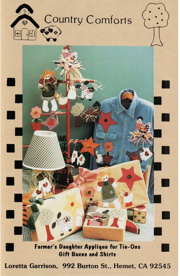 Farmer's Daughter Appliques Country Doll & Cow Figure Sewing Pattern ...