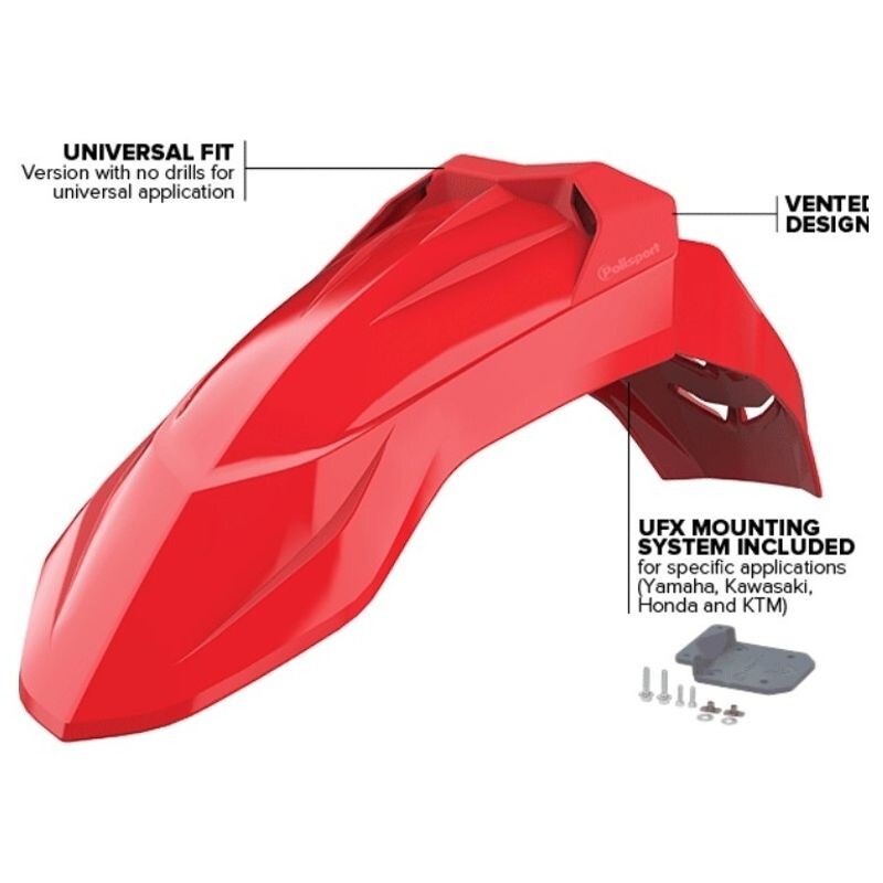 Polisport Universal Front Fender Moto Motard SM Kit Red | eBay