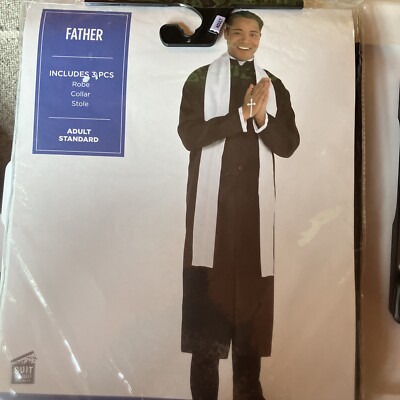 Adult Father Priest 3 Piece Costume -Suit Yourself Adult Standard Up To ...