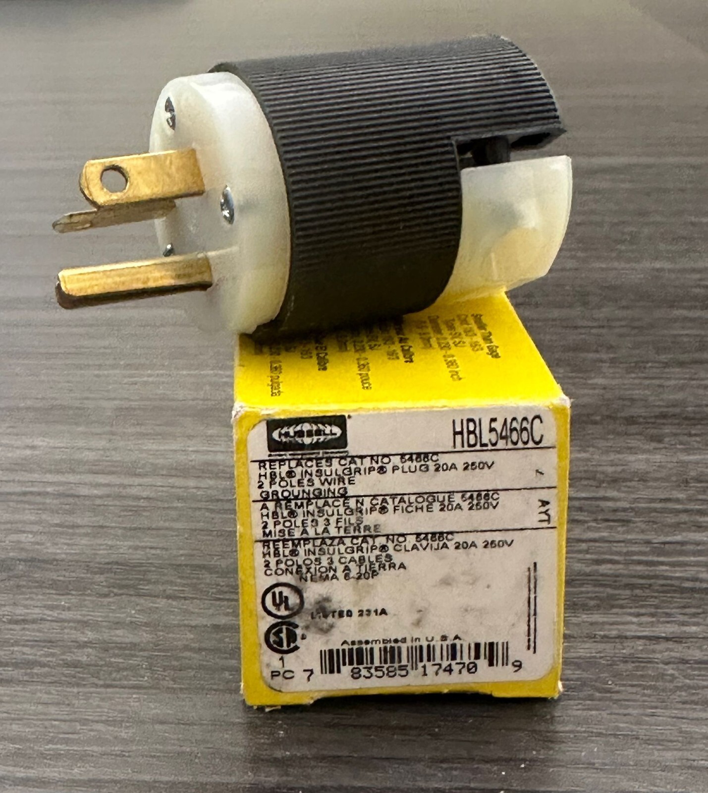 Hubbell HBL5466C 6-20P 2 Pole 3 Wire 20 Amp 250V Straight Blade Plug | eBay