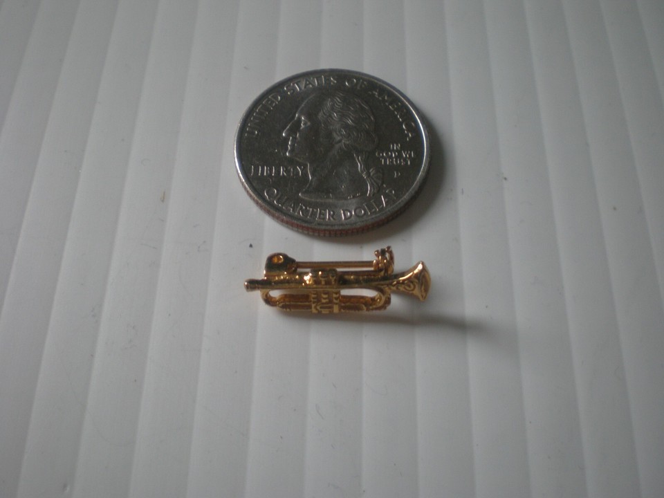 Tiny TRUMPET Gold Colored Metal Lapel Pin Hat Pin Tie Tack Cute! | eBay