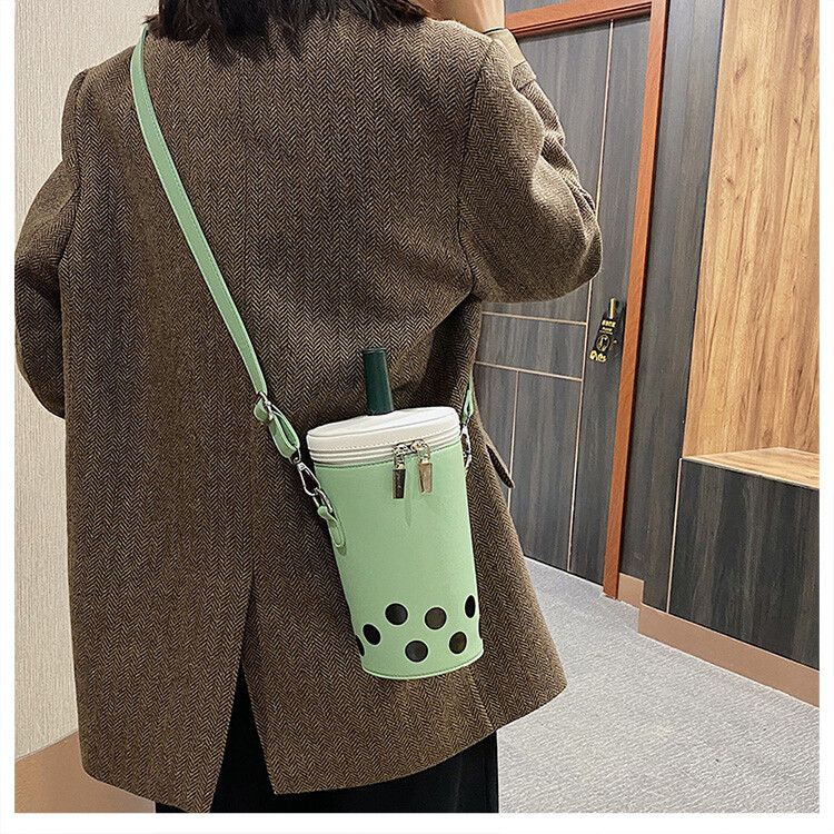 Cute Cartoon Boba Milk Tea Shoulder Bag Boba Tea Handbag w/ straw ...