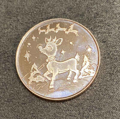 Christmas Rudolph the Reindeer Copper Rounds Holiday "Gift Idea Coin ...
