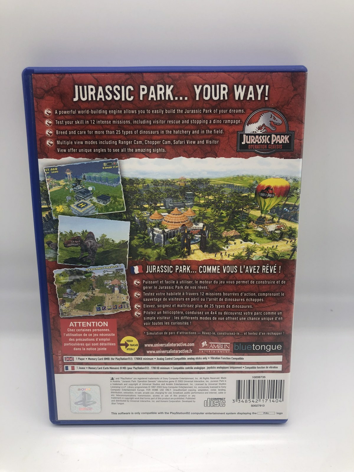Jurassic Park Operation Genesis PS2 Game Sony Playstation 2 - UK PAL ...