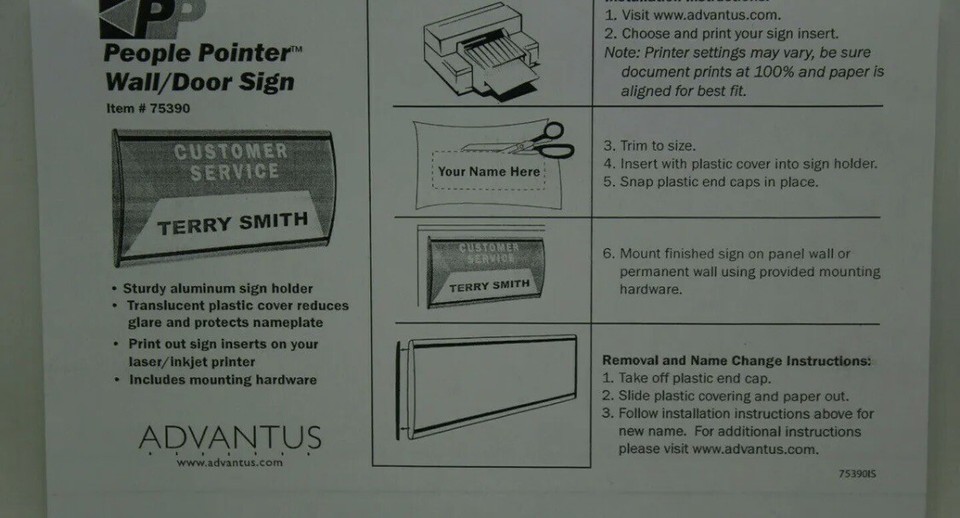 Advantus People Pointer Wall/Door Sign 8.5 x 4 Inches with Plastic ...