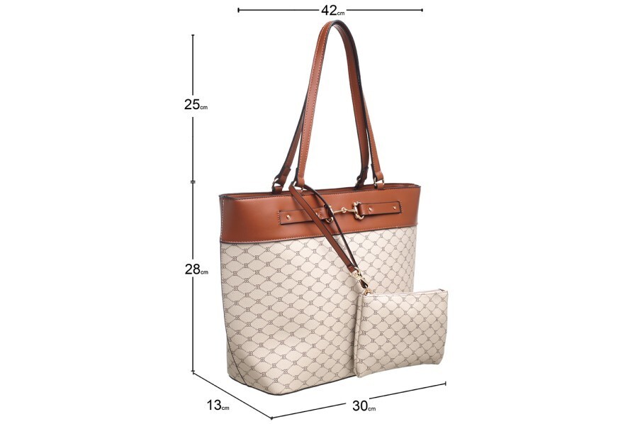 Large Bessie Print 2 Piece Handbag Set in Khaki | eBay UK