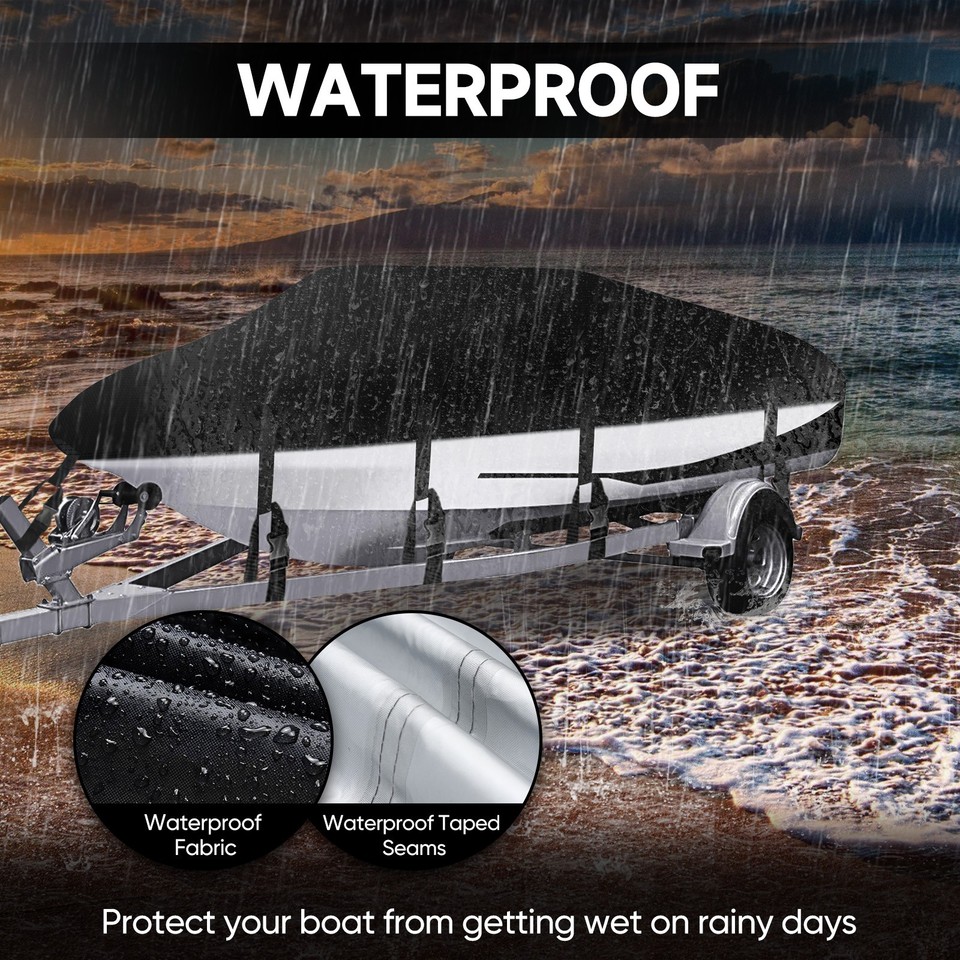 14FT 15FT 16FT Waterproof Heavy Duty Boat Cover Fit for V-Hull Tri-Hull ...