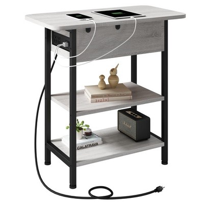 LIDYUK End Table with Charging Station Flip Top Side Table with USB ...