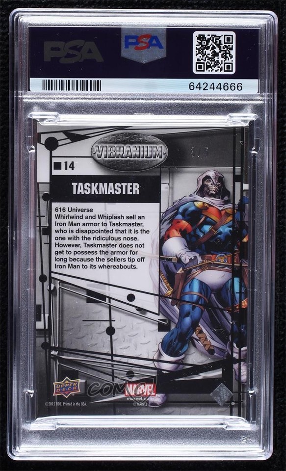 2015 Upper Deck Marvel Vibranium Bar 3/5 Taskmaster #14 PSA 10 GEM MT ...