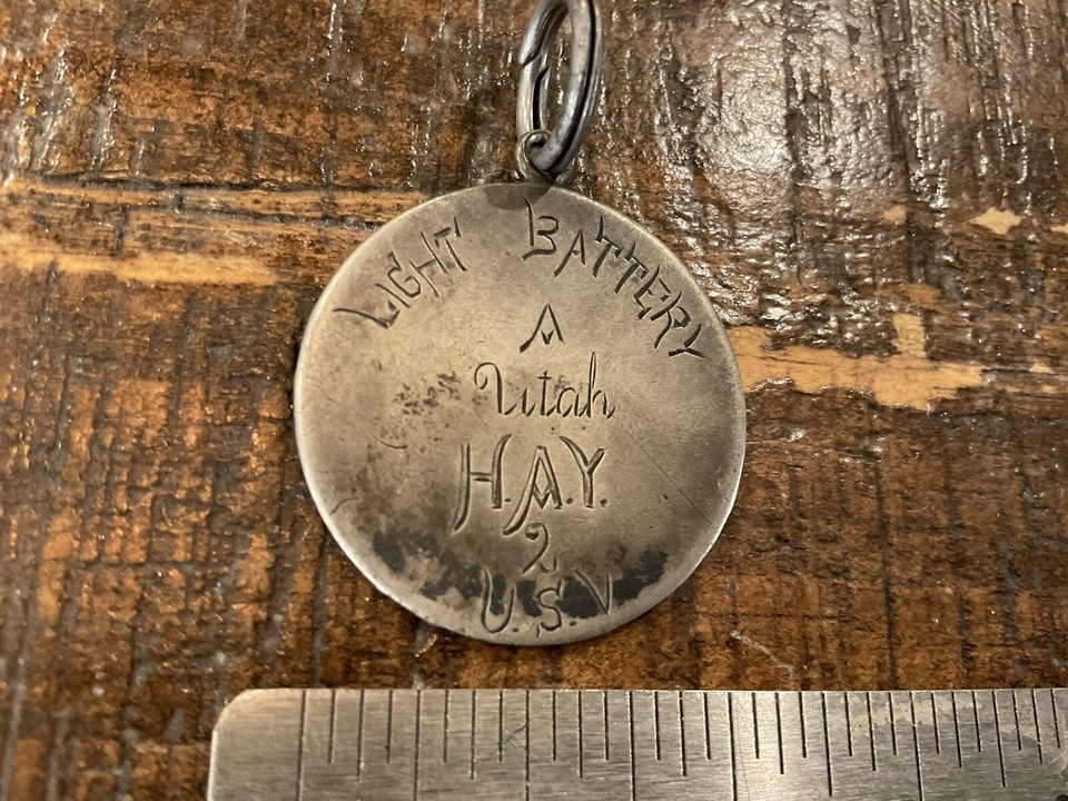 SPAN AM WAR 1898 COIN DOG TAG KIA UTAH BATTERY A MORMON LDS BRIGHAM ...