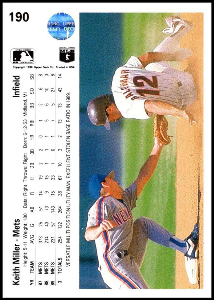 1990 Upper Deck #190 Keith Miller Mets | eBay