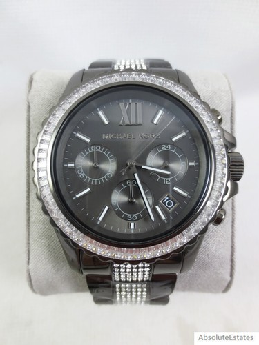 NEW Michael Kors Everest Gunmetal Black Oversized Chronograph Watch ...