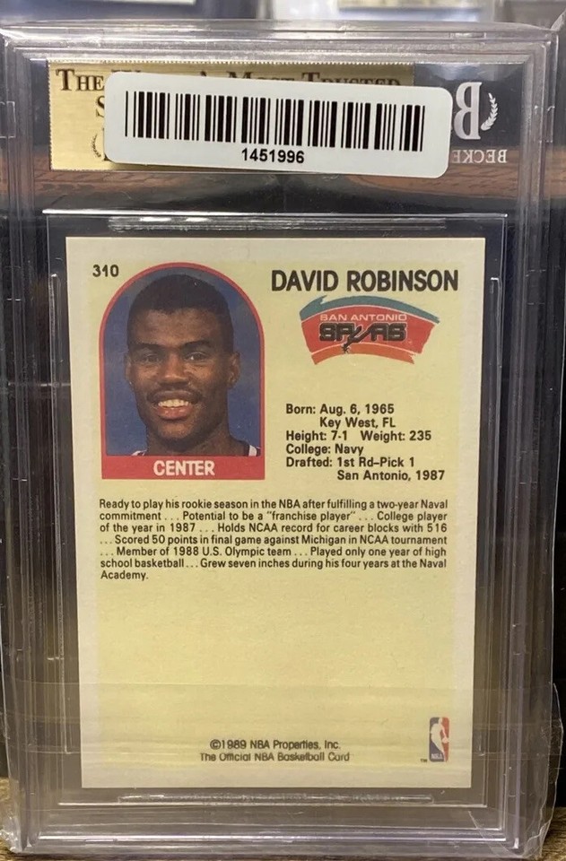 1989-90 Hoops David Robinson #310 Rookie Card RC BGS 9.5 Spurs RC! | eBay
