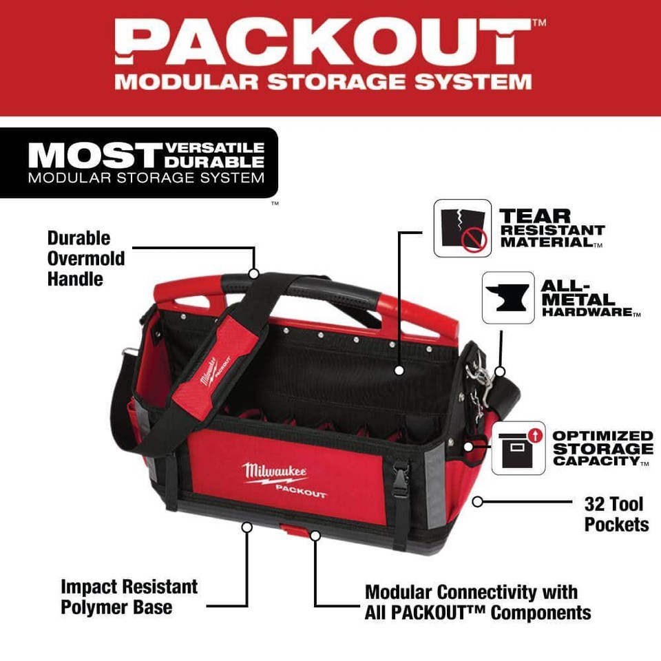 Milwaukee Tool Bags 20"W Tear-resistant Shoulder Strap Nylon Tool ...