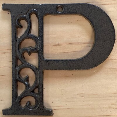 Cast Iron Letter "P" Ornate Scroll Filigree Monogram Alphabet Decor w ...