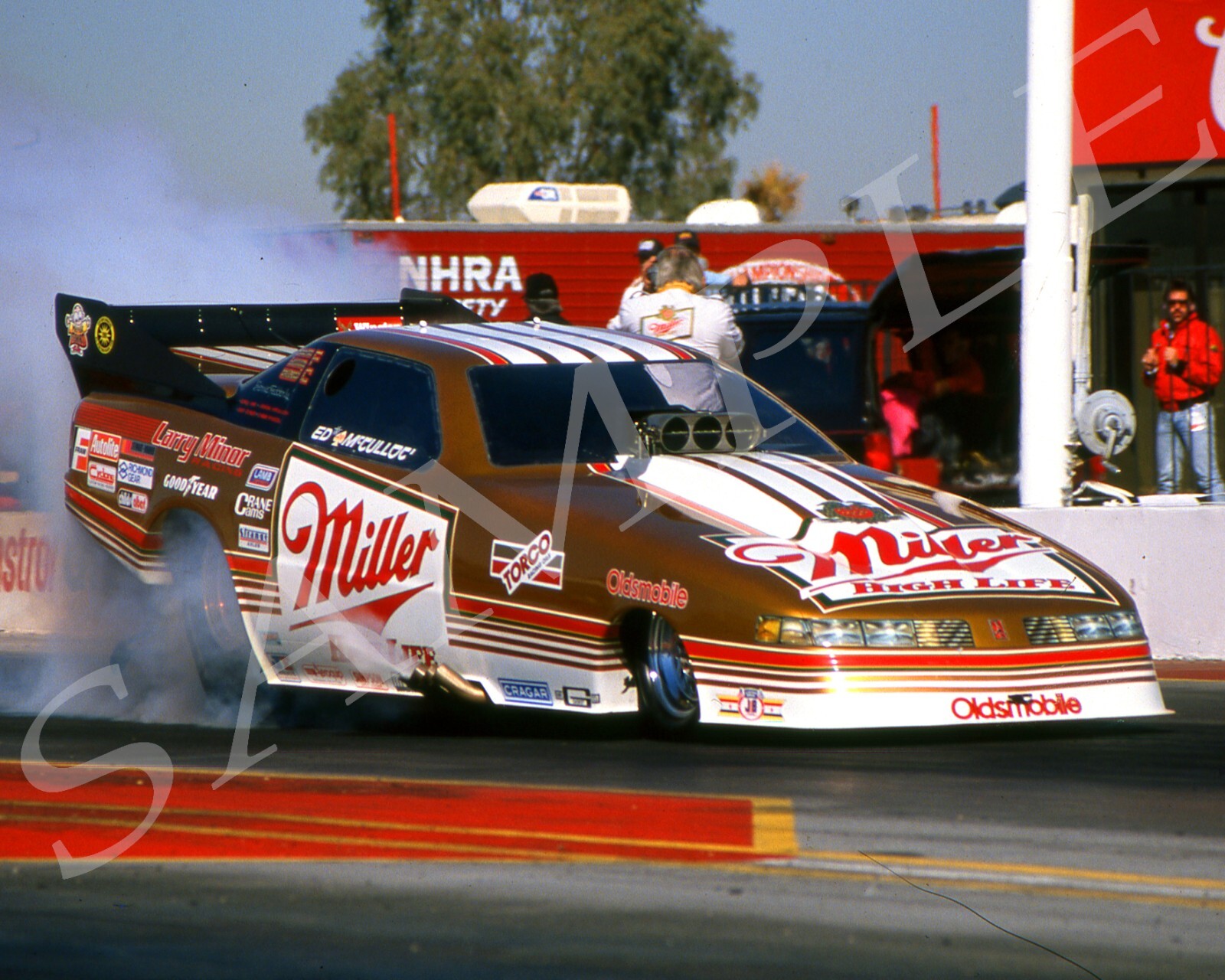 ED MCCULLOCH MILLER HIGH LIFE FUNNY CAR BURNOUT 8X10 GLOSSY PHOTO #B7 ...